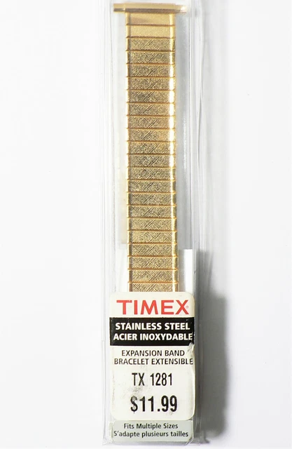 TIMEX WATCH SSTEEL Expansion Band Gold Tone with Pins 16-22 mm TX1281 ...