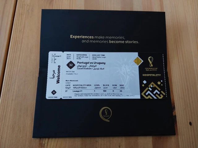 USED HOSPITALITY TICKET FIFA World Cup 2022 Qatar #32 Portugal vs ...