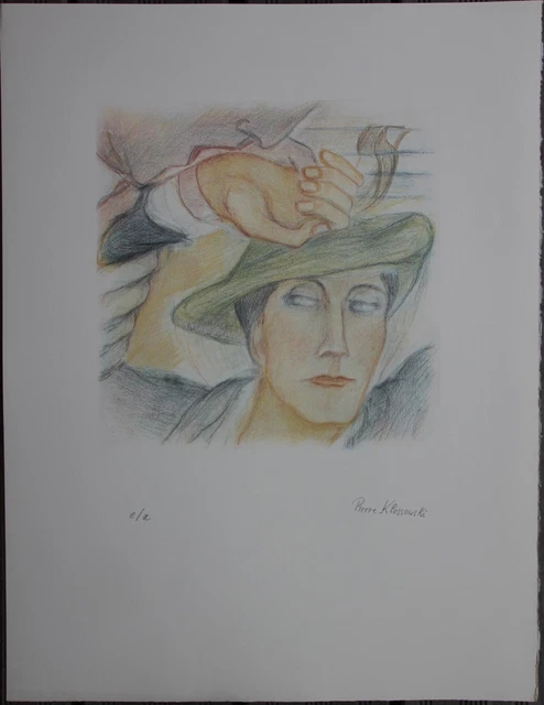PIERRE KLOSSOWSKI LITHOGRAPHIE signée tête de Roberte ce soir Balthus ...