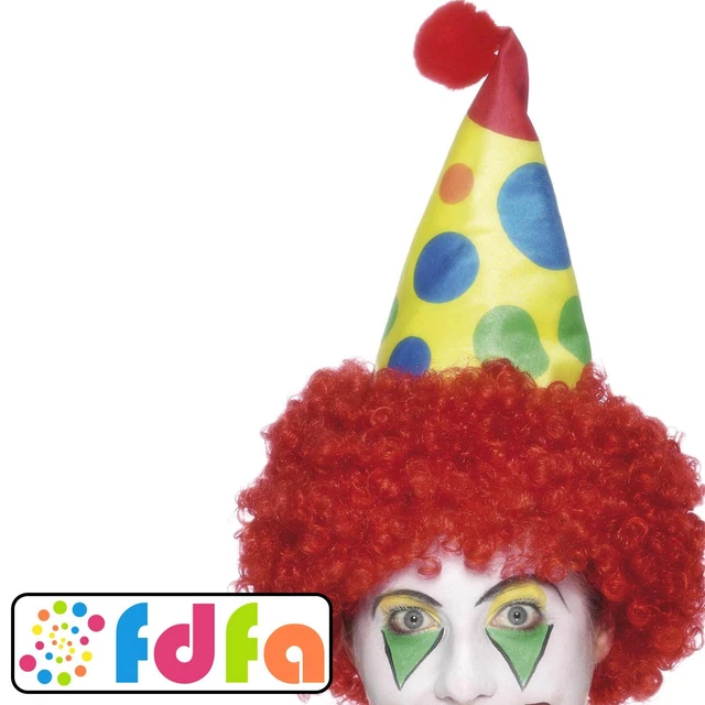 Smiffys Circus Clown Hat With Red Hair Wig Adults Mens Fancy Dress £9