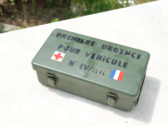BOITE 1ÈRE URGENCE caissette pharmacie française véhicule JEEP TYPE IV ...