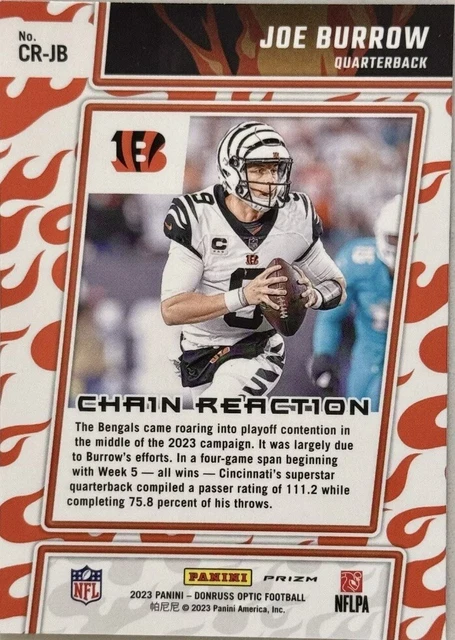 2023 DONRUSS OPTIC Joe Burrow Catena Reazione Holo Prizm CR-JB ...