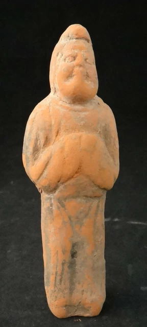 ANCIENT CHINESE TANG Dynasty Pottery Figure of a Man in Brick-Red Clay ...