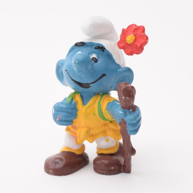 VINTAGE PEYO HIKER Rambler Smurf Figure Walking Stick & Flower £11.00 ...