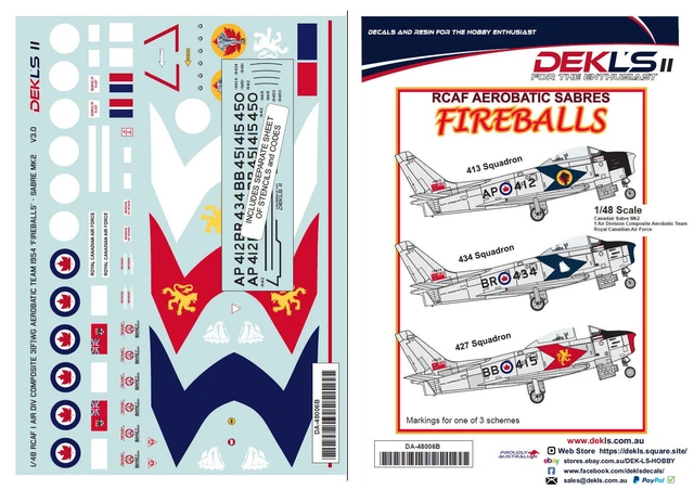 1/48 DECALS CANADAIR Sabre - RCAF 'Fireballs' Coposite Aerobatic Team ...