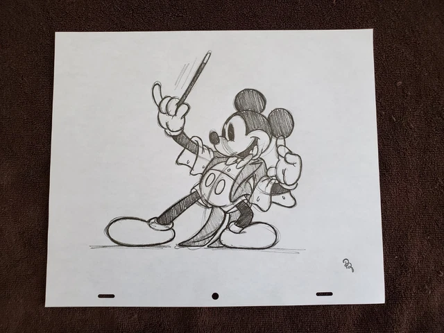DISNEY MICKEY MOUSE Magician Drawing/sketch hand made animation signed ...