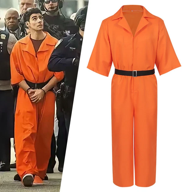 LUIGI MANGIONE PRISONER Costume Inmate Jail Uniform Costume Fancy Dress ...