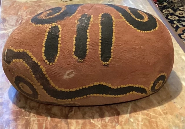 RARE HANDPAINTED AUSTRALIAN Aboriginal wood, Coolamon, snakes ...