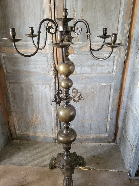 CANDÉLABRE MONUMENTAL SUR pied à 6 bras en bronze EUR 700,00 - PicClick FR