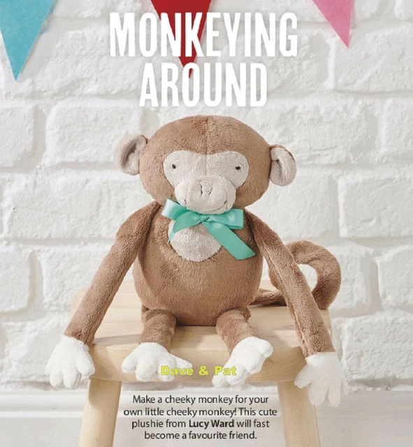 ORIGINAL SEWING PATTERN For Cute 38Cm Tall Plush Fabric Cheeky Monkey Toy Doll £2.75 - PicClick UK