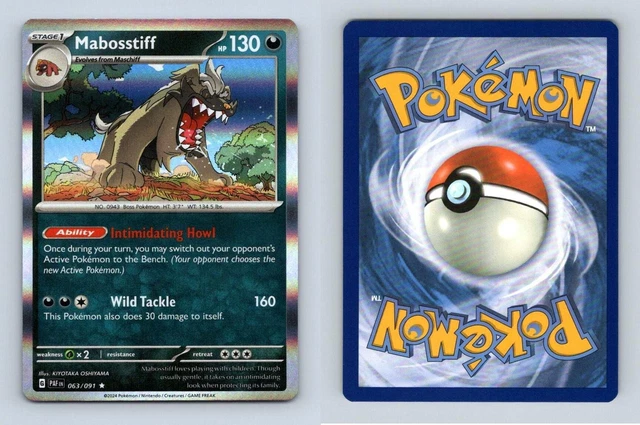 MOBOSSTIFF #63/91 SV Paldean Fates Pokemon 2024 seltene Holo TCG-Karte ...