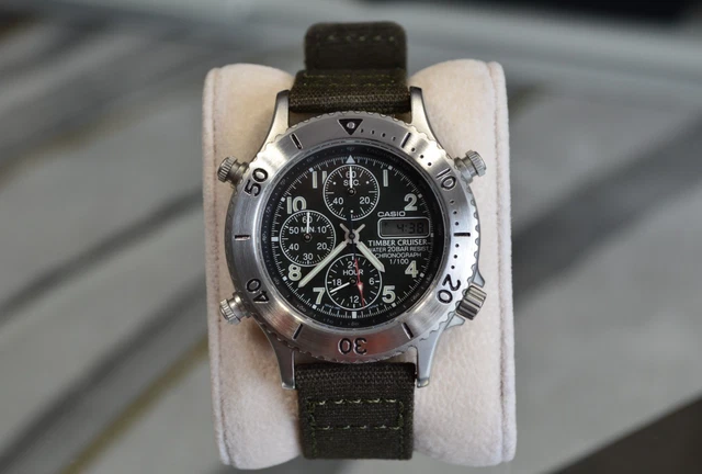 CASIO TIC-4 TIMBER Cruiser Ana/Digi Chrono Vintage Watch Japan Pilot ...