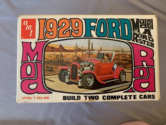 ORIGINAL AMT MOD Rod, 1929 Ford Model A Roadster model kit 1/25 T254 ...