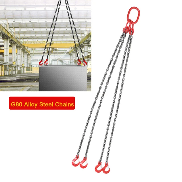 LIFTING CHAIN SLINGS with 4 Legs and Clevis Sling Hooks 5T Heavy Duty Grade 80 £58.80 - PicClick UK