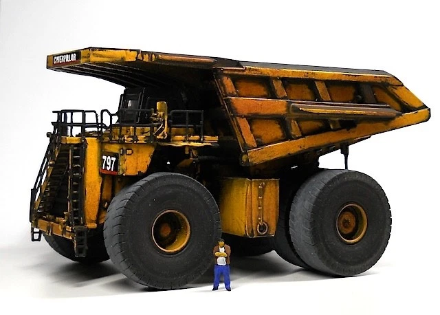 1/87 SCALE CAT 797 Mining Truck Custom weathered H0 for Overland Brass ...