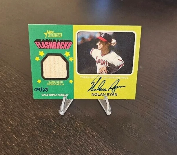 2024 TOPPS HERITAGE Flashback Nolan Ryan Reliquia Mazza Autografata 9/ ...