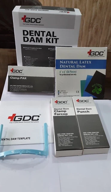 DENTAL GDC RUBBER Dam Complete Kit with Clamps/Forceps/Dam Sheets (Free ...