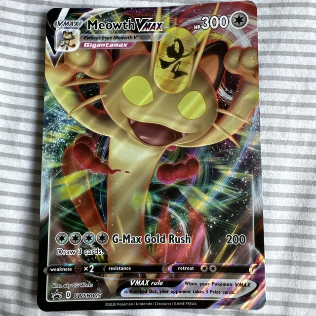 MEOWTH VMAX SWSH005 JUMBO Oversized Pokemon Card Black Star Promo £12. ...