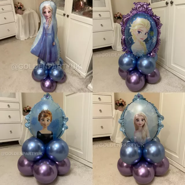 FROZEN BALLOONS DISPLAY Elsa Anna Foil Stand Girls Birthday Kids Party ...