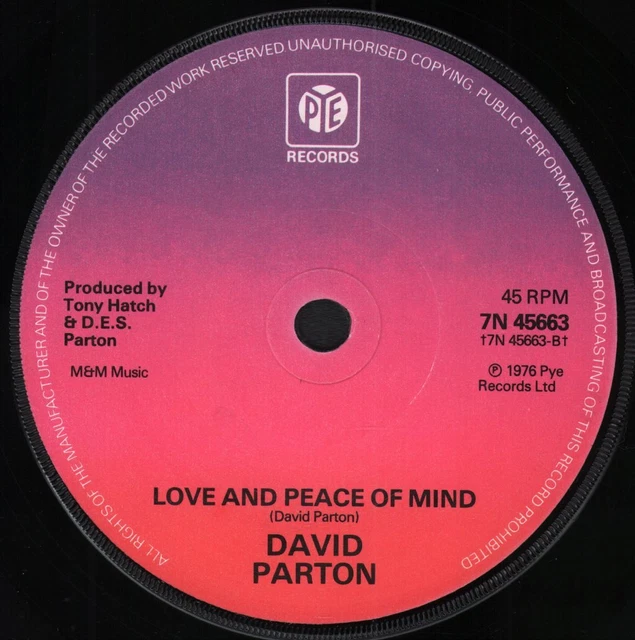 DAVID PARTON ISN'T She Lovely 7" vinyle UK Pye 1976 copie ...