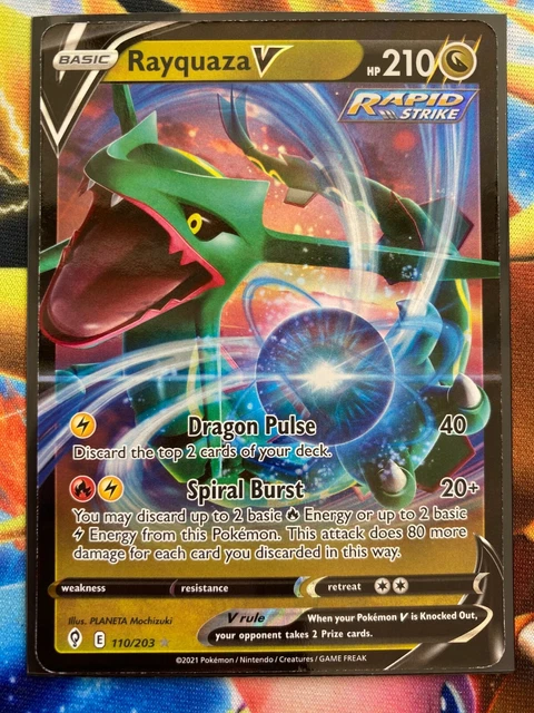POKEMON CARD RAYQUAZA V Ultra Rare 110/203 EVOLVING SKIES *MINT* $15.99 - PicClick AU