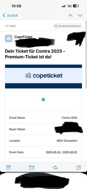 CONTRA 2025 PREMIUM Ticket Kl Messe Düsseldorf 24-25.06.2025 EUR 100,00 ...