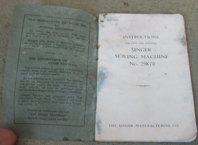 SINGER SEWING MACHINE Instruction Manual 29K70 Universal Feed Arm K5496 ...
