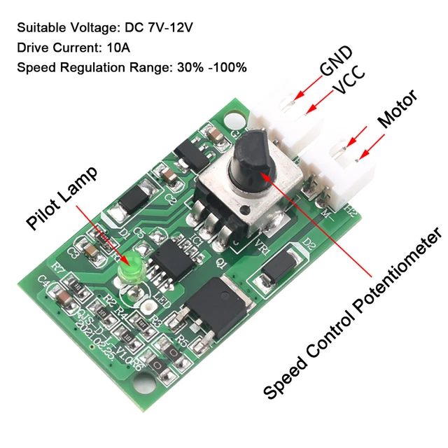 DC7V-12V PWM DC Motor Speed Control Board 10A High Power Speed Module ...