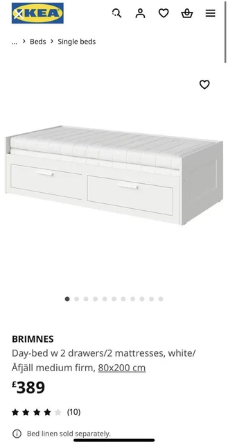 IKEA BRIMNES DAY Bed Veneer Single To Double Bed 2 Draws 2 Single ...