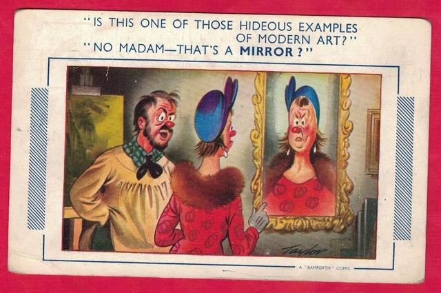 &NO MADAM-THAT'S A Mirror?" Comic Bamforth Vintage Postcard. Taylor. F2 ...