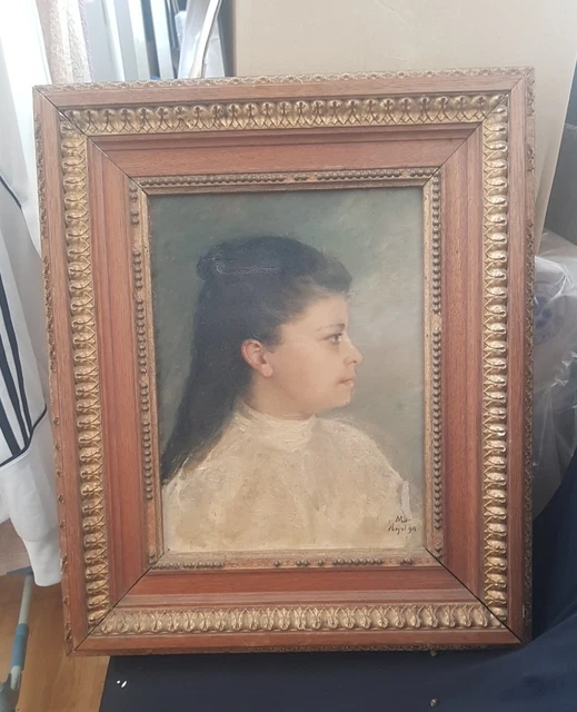 ANCIEN TABLEAU PORTRAIT jeune Femme Huile sur toile XIXe siècle signé EUR 89,00 - PicClick FR
