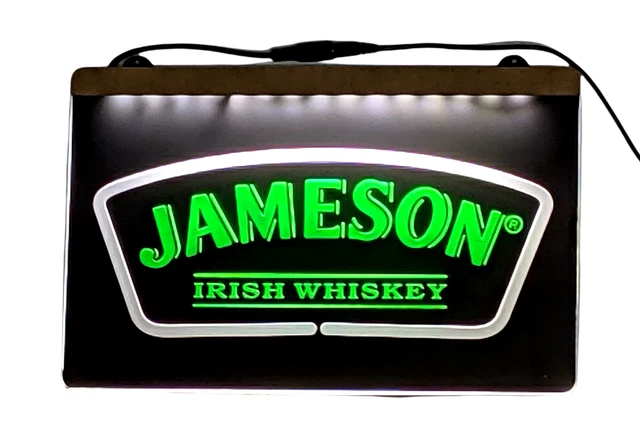JAMESON IRISH WHISKEY 3D Laser Cut LED Neon Light Sign Pub Bar Man ...