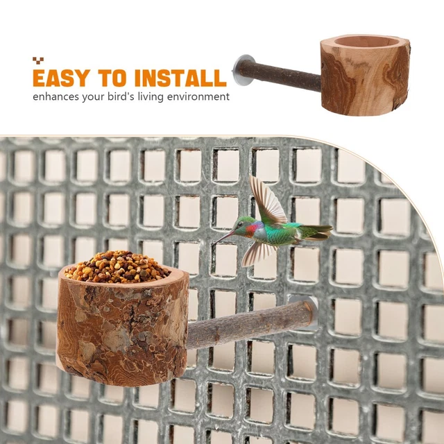 BIRD PERCH STAND with Food Bowls Apple Wood Bird Perch Bird Cage ...