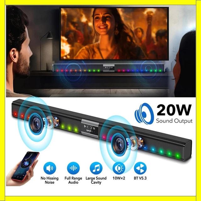 32& SURROUND SOUND Bar Speaker System Wireless Bluetooth Subwoofer Home ...