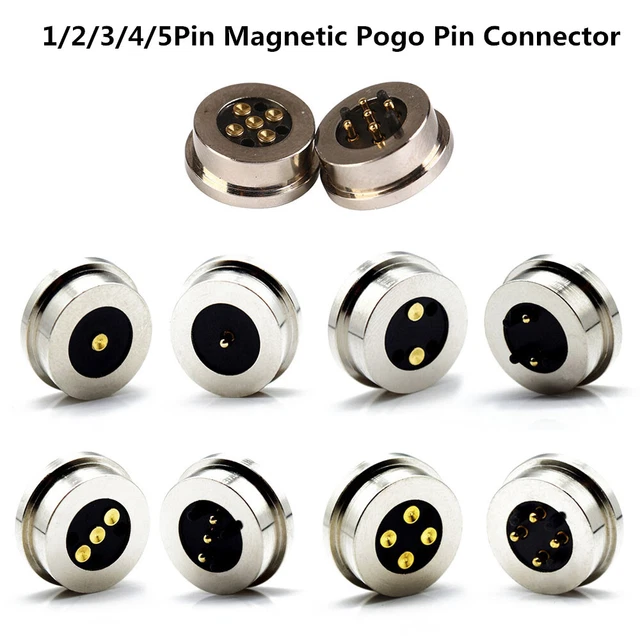 1PAIR 1/2/3/4/5PIN SPRING-LOADED Magnetic Pogo Pin Connector Male and ...