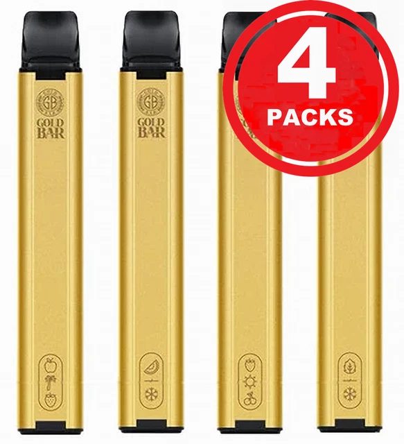 GOLD BAR DISPOSABLE X 4 VAPE BAR 20mg LIKE GEEK BAR ELF BAR CRYSTAL ...