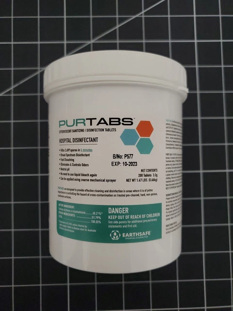 PURTABS HOSPITAL GR. viral disinfect - 200 Ct 3.3g Tablets-virucide ...