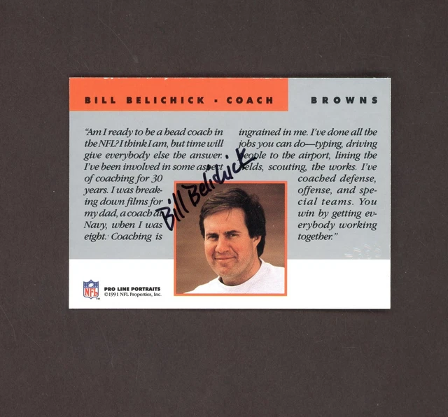 1991 PRO LINE Portraits Bill Belichick marron AUTO EUR 57,11 - PicClick FR
