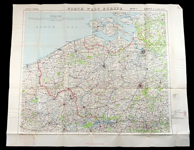 WW1 MAP BELGIUM France End of the War North West Europe Military LARGE ...
