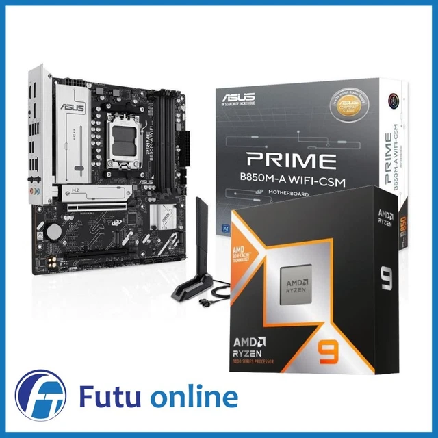 AMD RYZEN 9 9950X3D AM5 CPU + Asus PRIME B850M-A WIFI-CSM AM5 DDR5 ...
