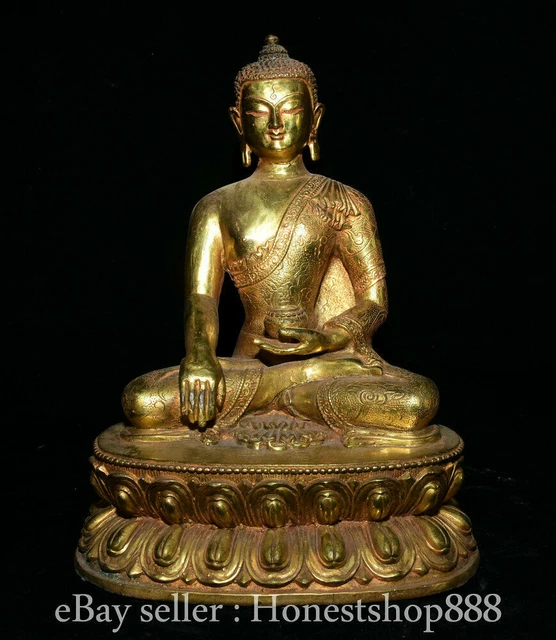 10,6 &ANCIEN TIBET Bronze Doré Shakyamuni Amitabha Statue De Bouddha Sculpture EUR 258,00 ...