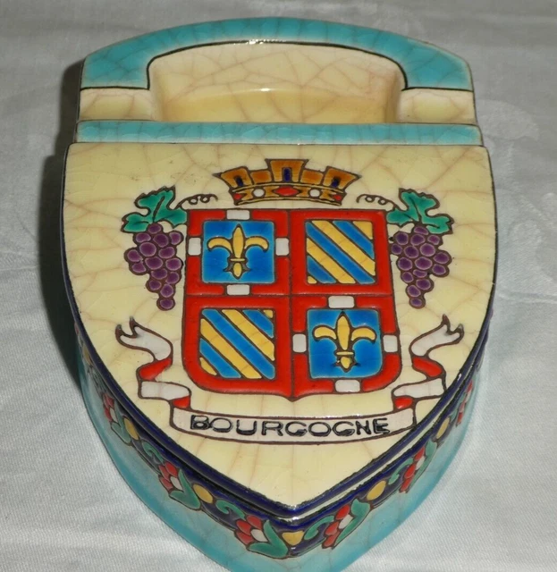 EMAUX DE LONGWY ancien cendrier boite à cigarettes avec le Blason ...
