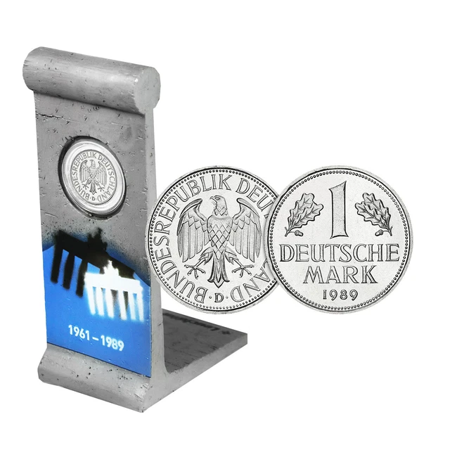 WEST GERMAN 1989 Deutsche Mark Coin in Model Berlin Wall Piece ...