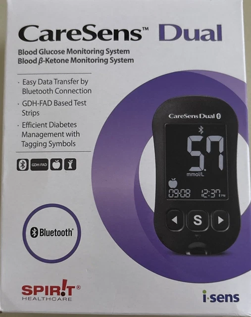 CARESENS DUAL BLOOD Glucose & Ketone Test Monitor, Bluetooth, Brand New ...