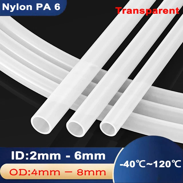 PA NYLON TUBE Pneumatic Air Line Tubing Oil & Fuel Plastic Pipe White ...