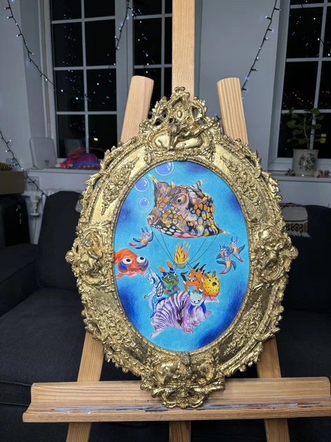 FRAMED ORIGINAL PAINTING, sea slug painting, nudibranch animal art $771 ...