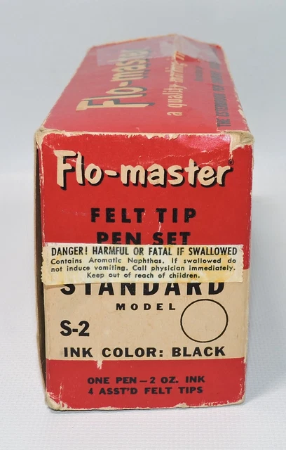 VINTAGE FLO-MASTER FELT Tip Pen Box Set Model S-2 w/ 2 Black Ink ...