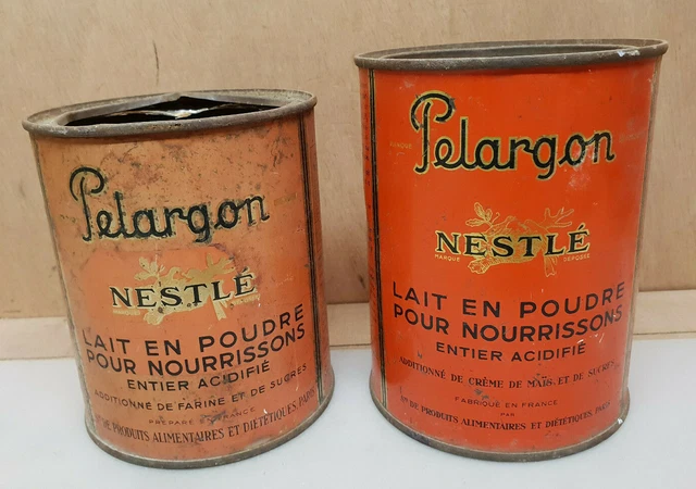 ANCIENNE BOITE TOLE Publicitaire vide Lot 2 Nestlé Pelargon Lait Poudre ...