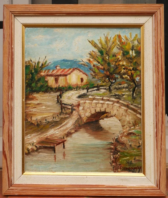TABLEAU SIGNÉ LACOMBE: le pont de pierre EUR 5,00 - PicClick FR