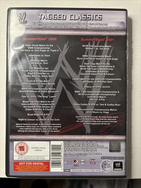 WWE TAGGED CLASSICS DVD Collection- Summerslam 2000 & Summerslam 2001 ...